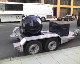 Inblauguration: A bomb disposal trailer we passed.