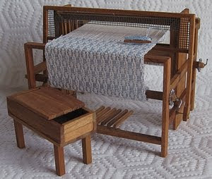 Artisans in Miniature: Loom with Handwoven Fabric