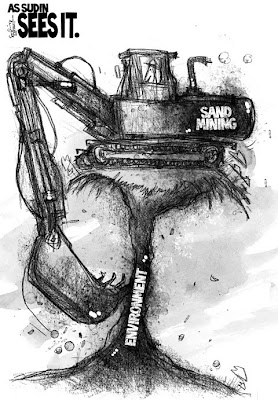 editorial cartoons: SAND MINING vs ENVIRONMENT...
