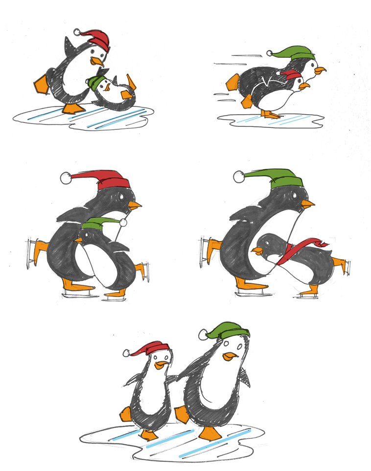 Terence McFadden's Design & Illustration: Holiday Skating Penguin ...