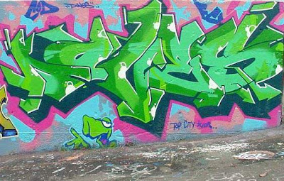 graffiti: Green graffiti 3D art wall street