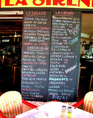 Photographs of Lanzarote. Photographs of Spain.: Spanish Restaurant Menu