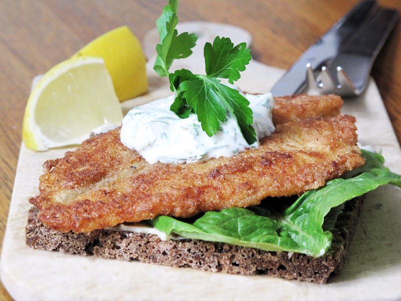 aninra: Fish Filet with Dill Creme Fraiche on Danish Rye Bread