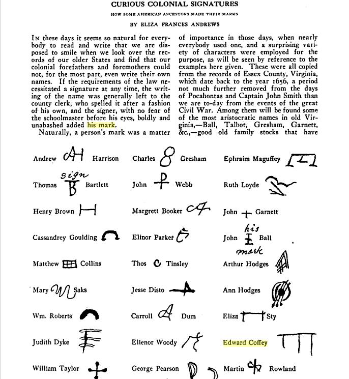 The Edward Coffey Project: Curious Colonial Signatures