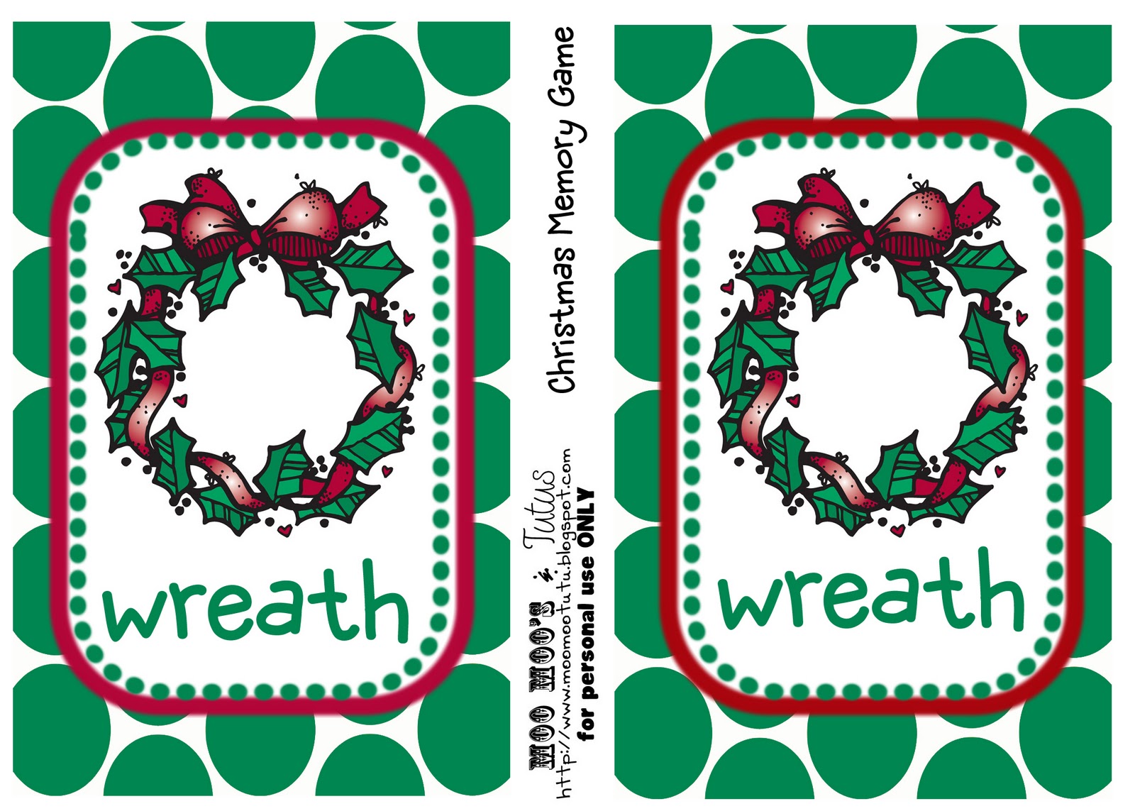 Moo Moo's & Tutus: Manic Monday Freebie {Christmas Memory Game}