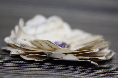 Isa Creative Musings: Upcycled Text Pages Flowers with Bling Centers