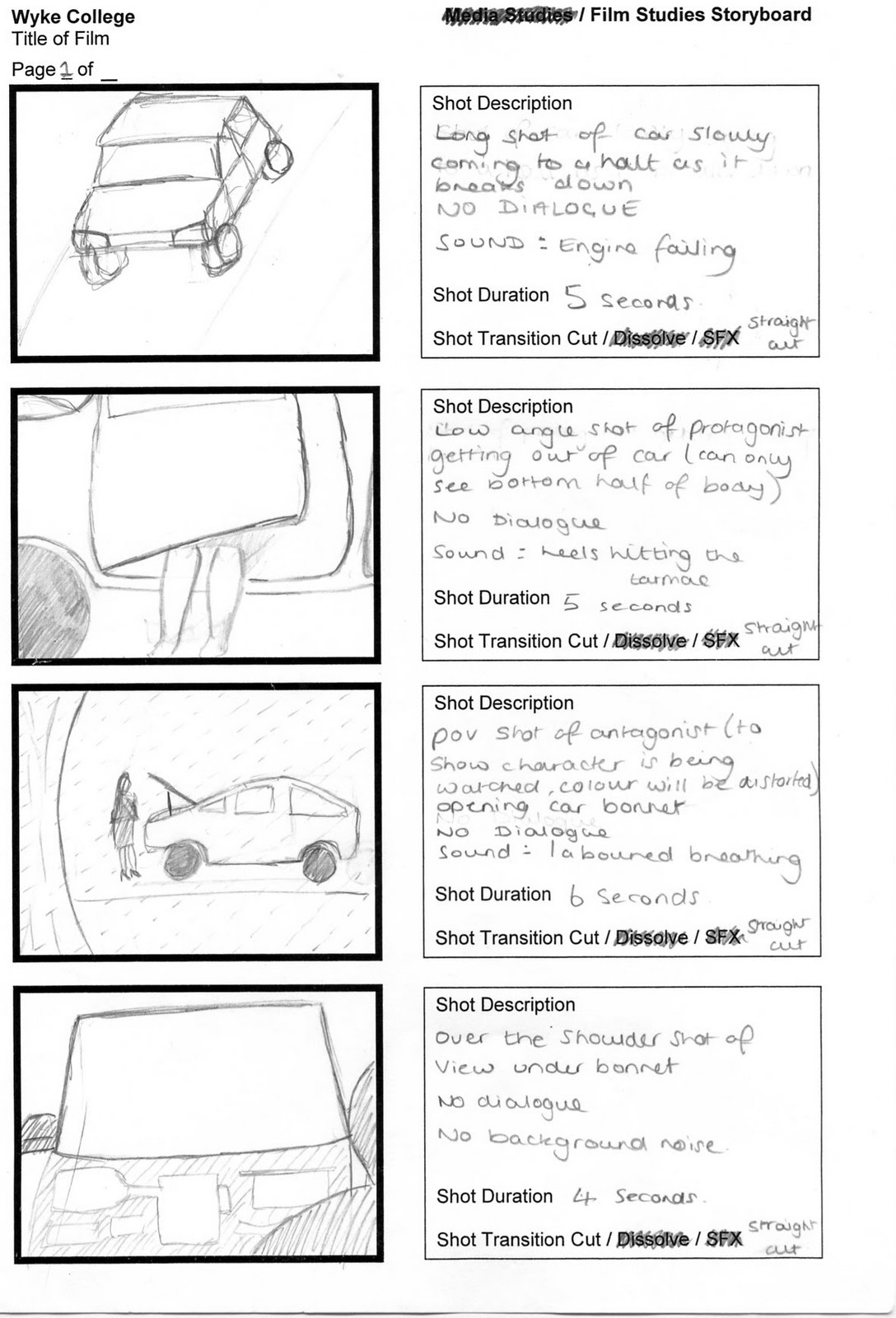 Abi's FM3 Creative Project: Storyboard 1 (First Drafts)