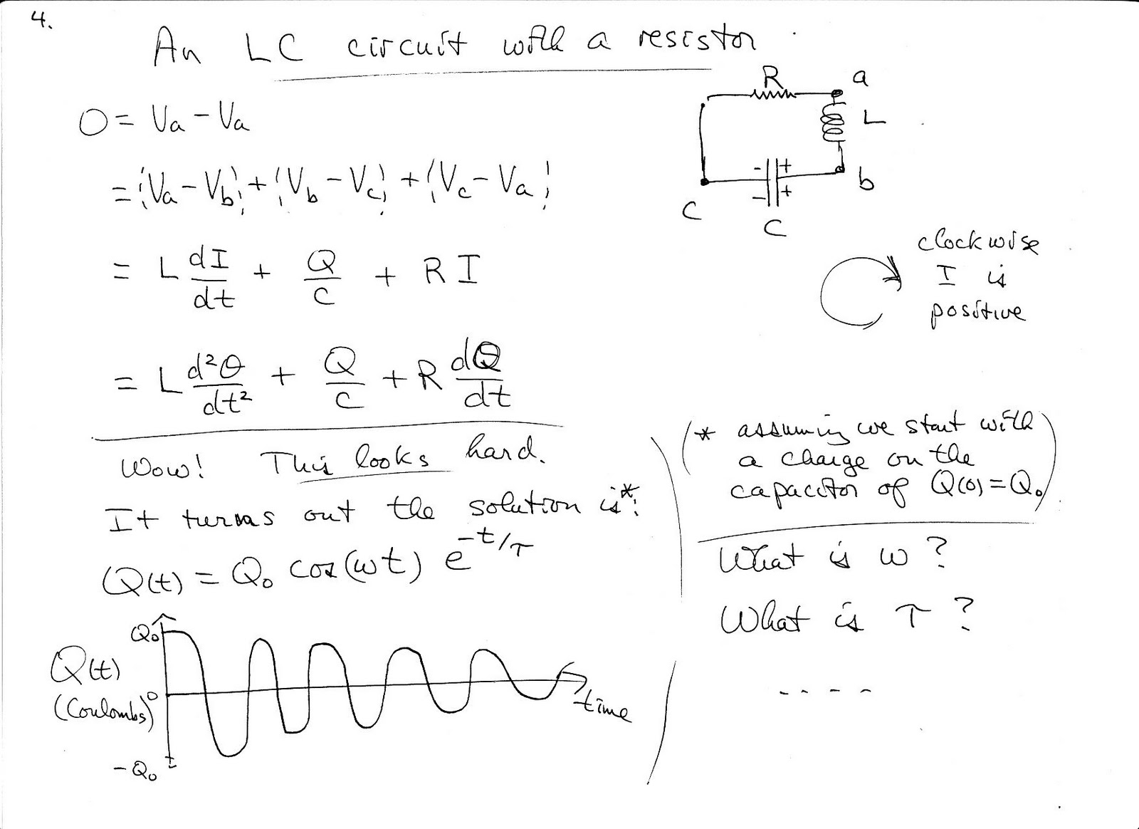 Physics 6c, Fall 2010: Notes on oscillating circuits: solutions ...