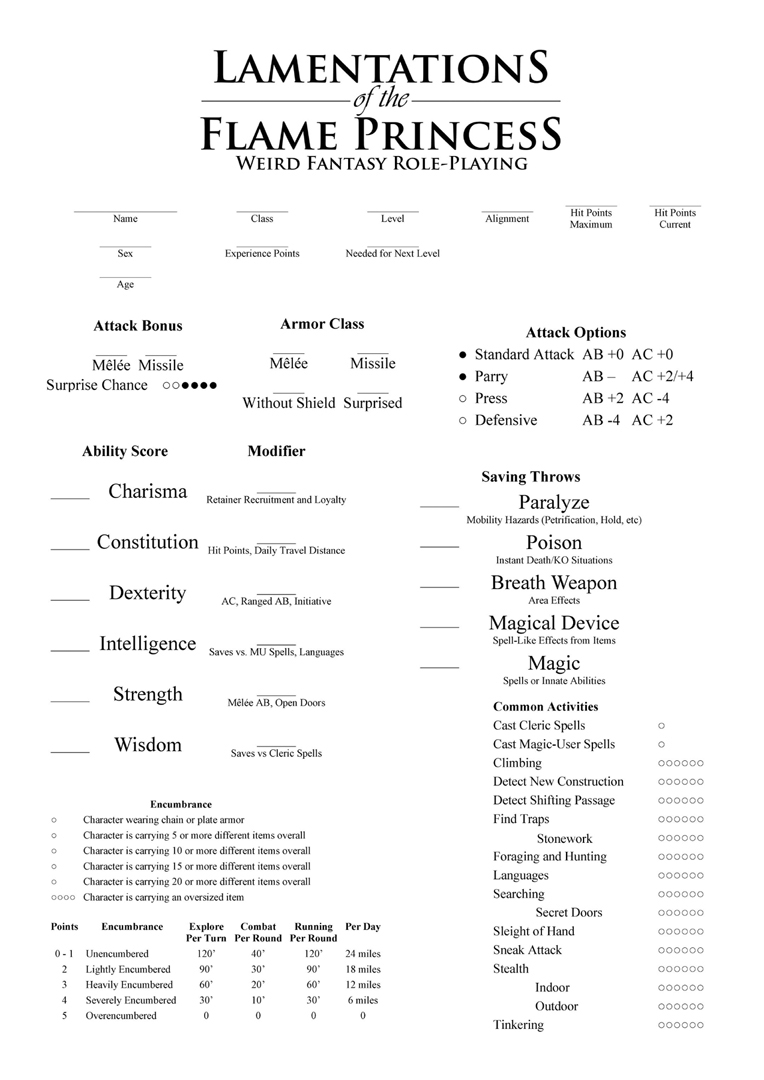 LotFP: RPG: Very Preliminary LotFP: Weird Fantasy Role-Playing ...