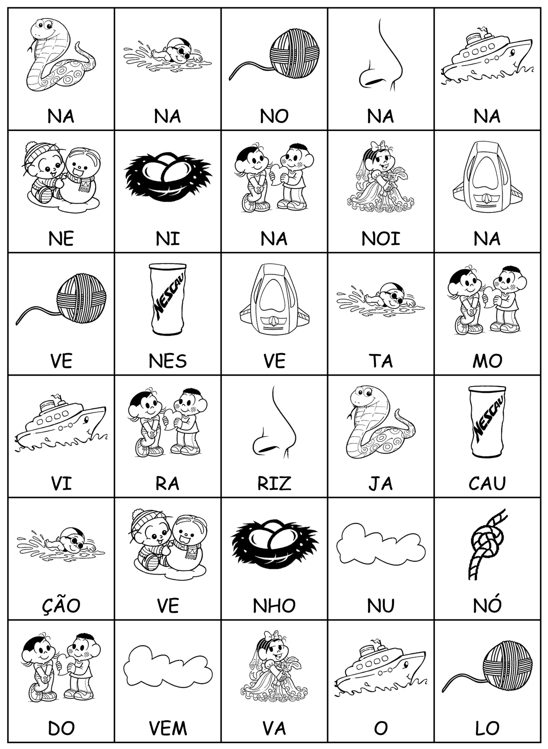 Alfabetizando com Mônica e Turma: JOGO DAS SÍLABAS - TODO ALFABETO