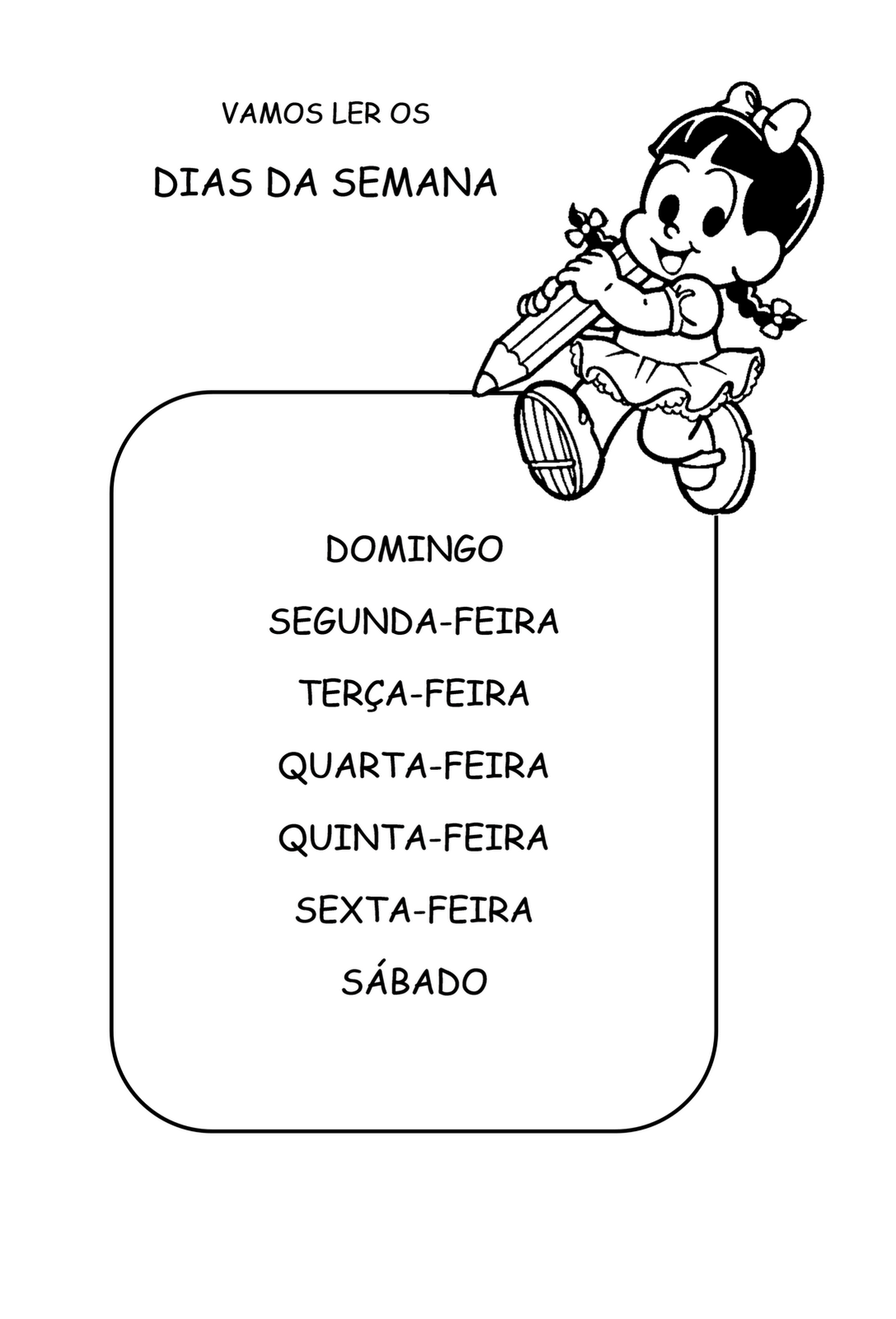 Dias da Semana ~ Atividade para imprimir