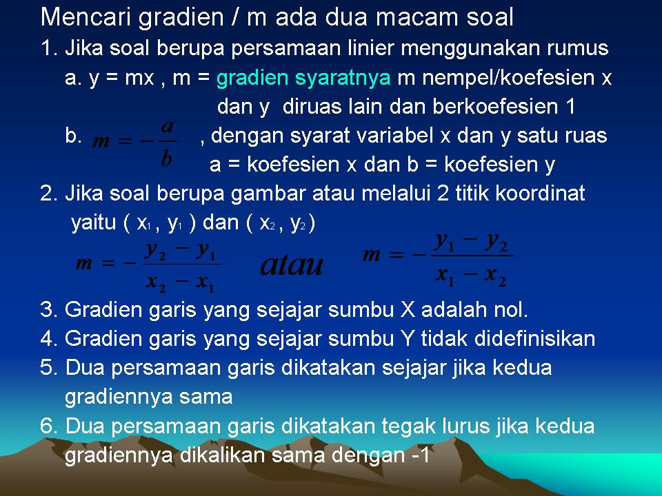MATEMATIKA SMP : MENCARI GRADIEN / m ( MATERI DAN CONTOH )