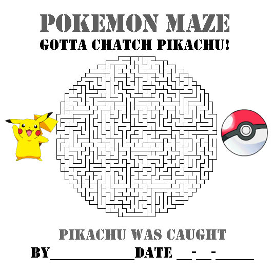 POKEMON COLORING PAGES: PIKACHU AND POKEBALL MAZE - POKEMON ACTIVITY SHEET