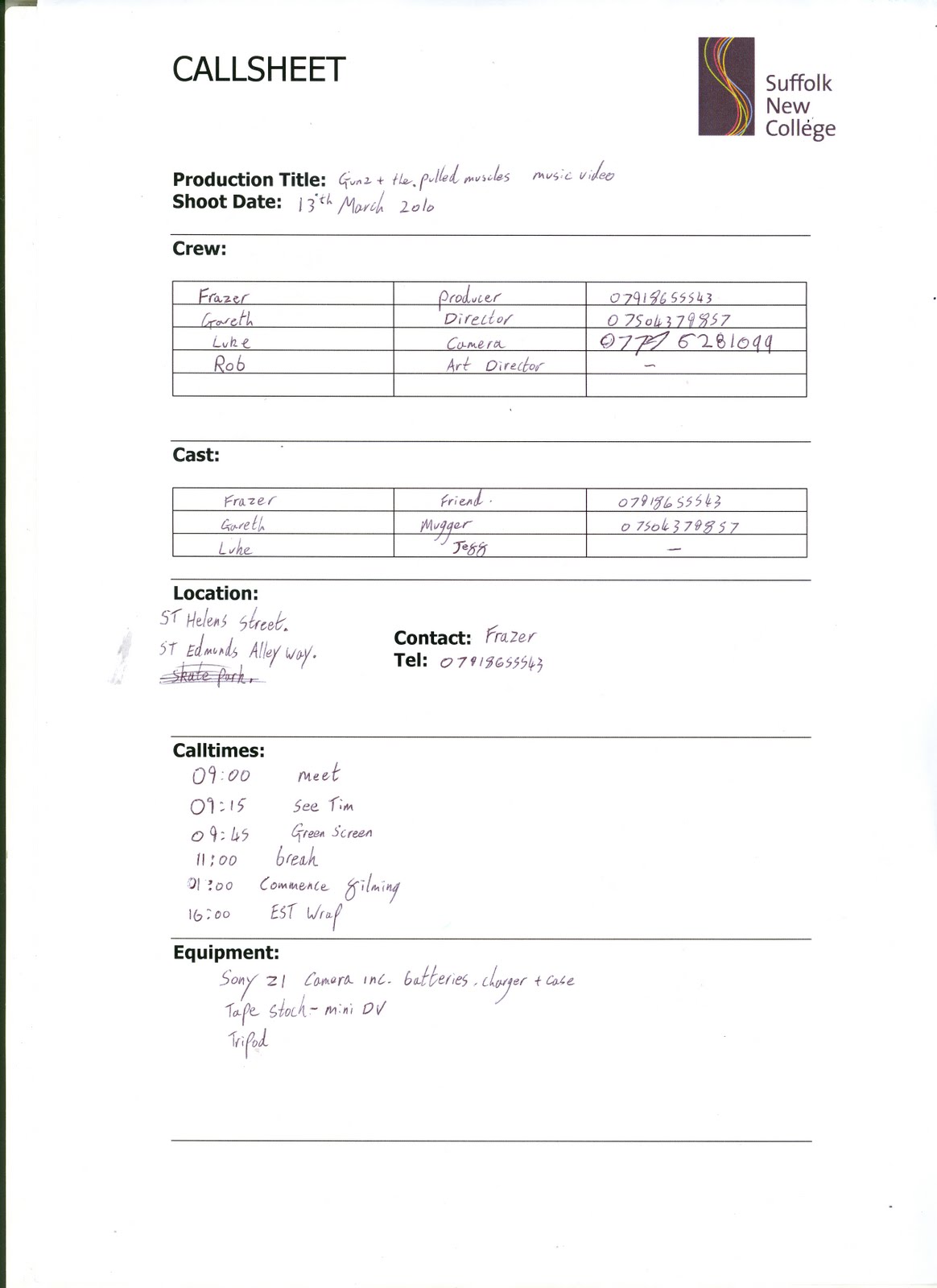 Music Video: Music Video Production Paper Work