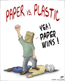 Brain Bounce|Funny Cartoon Humor: Funny Cartoon: Paper vs Plastic