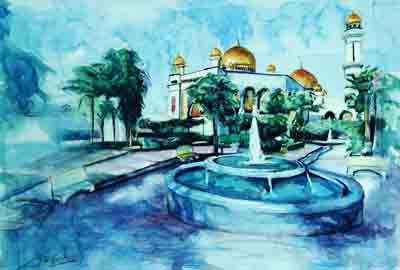 PAINTING: Royal Brunei Armed Forces Golf Club - Watercolour Painting