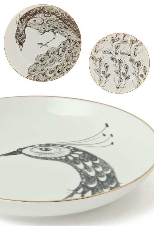 the delightful find: anthropologie peacock dinnerware