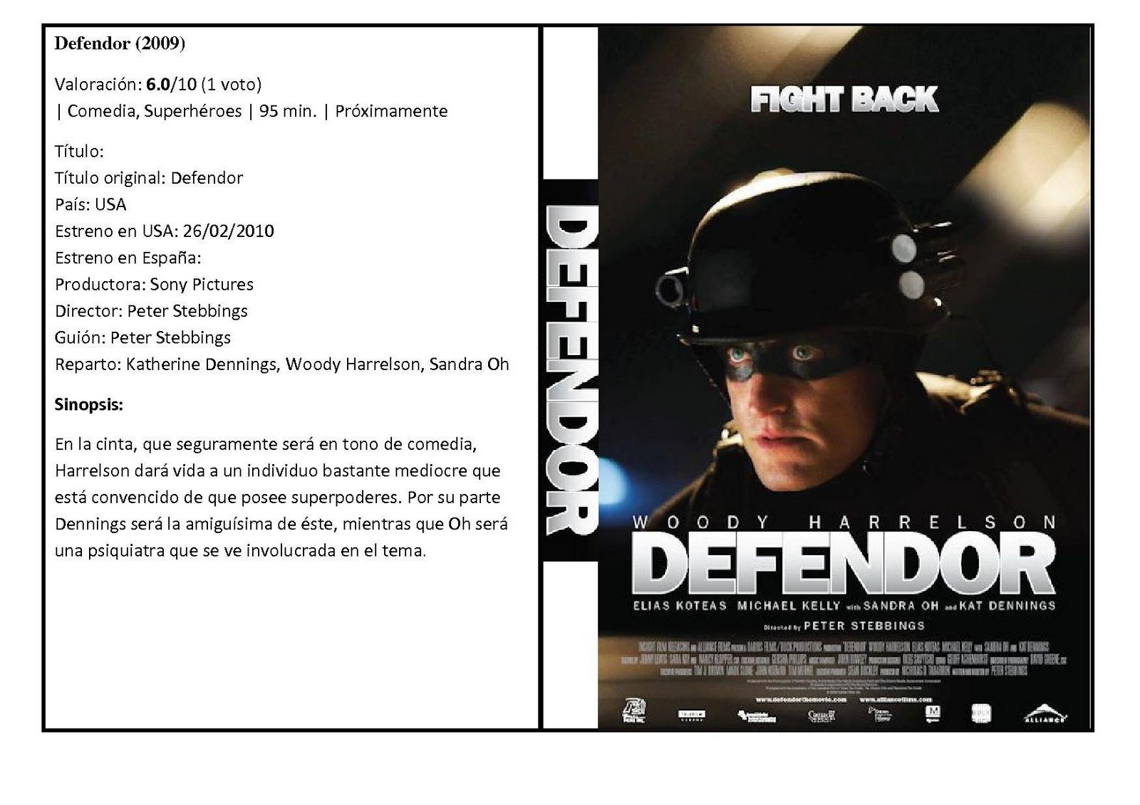 VIDEOCLUB MITRE: EL DEFENSOR