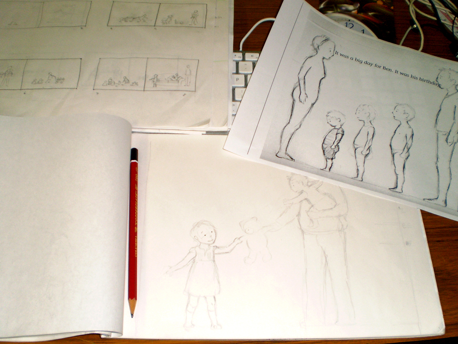 behind the pages: Full page sketches.