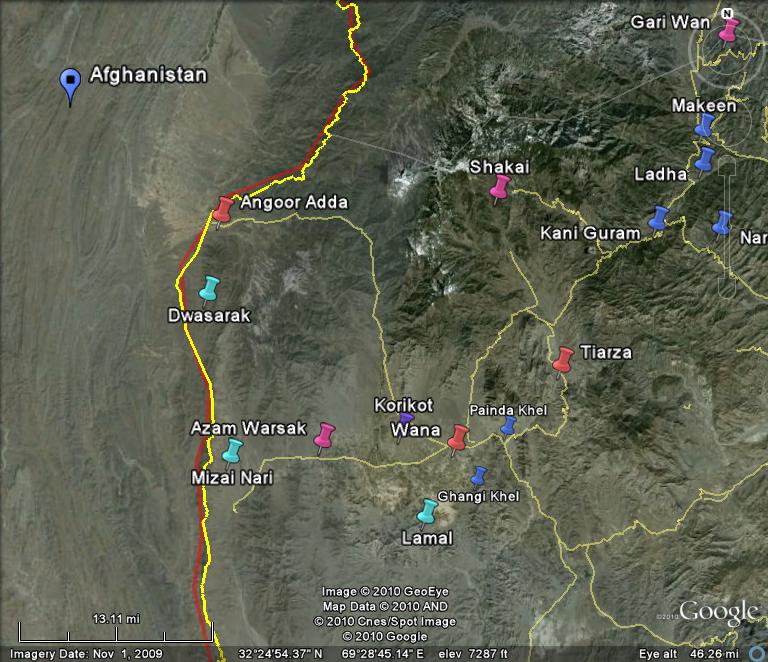 Faces of Our Enemy: South Waziristan Map (Western Portion)