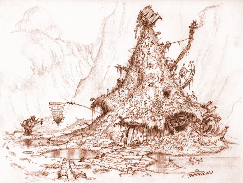 Paul Shardlow. Sketchbook.: Shrek's house. Early concepts.