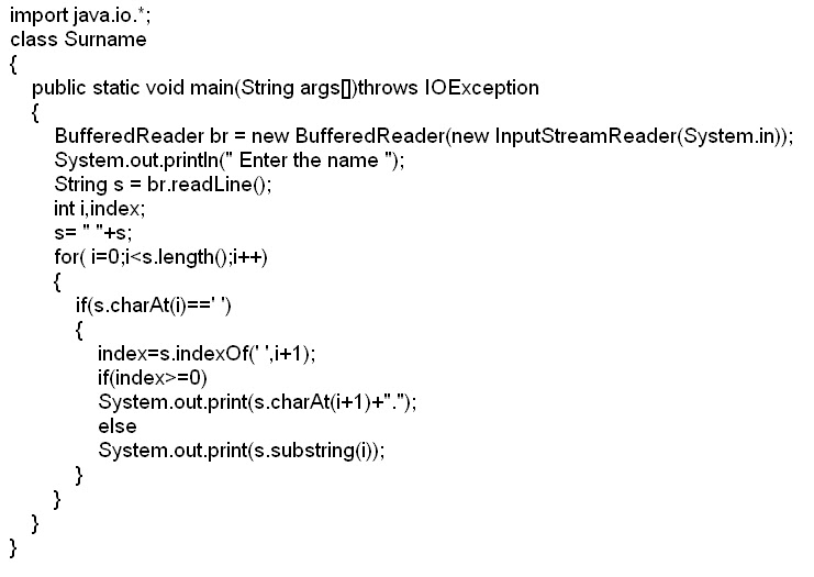 BlueJ Programs: String based Program