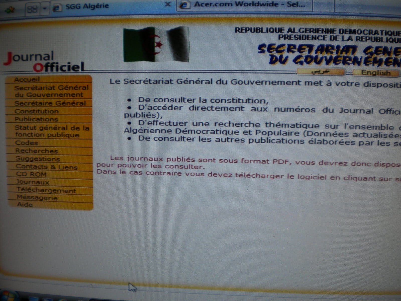 LIENS UTILES: LE JOURNAL OFFICIEL ALGERIEN