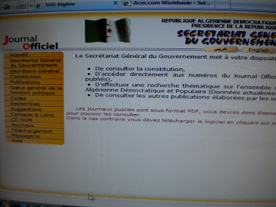 LIENS UTILES: LE JOURNAL OFFICIEL ALGERIEN