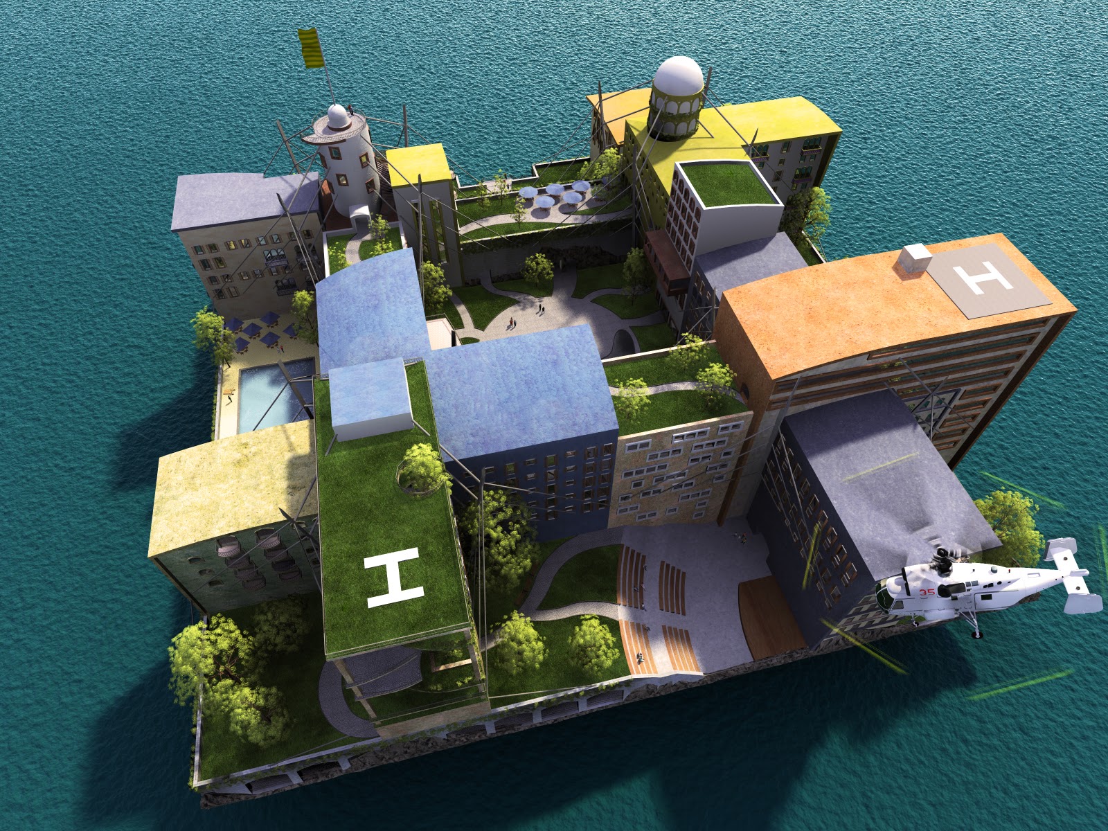 All Graphical: Seastead City!