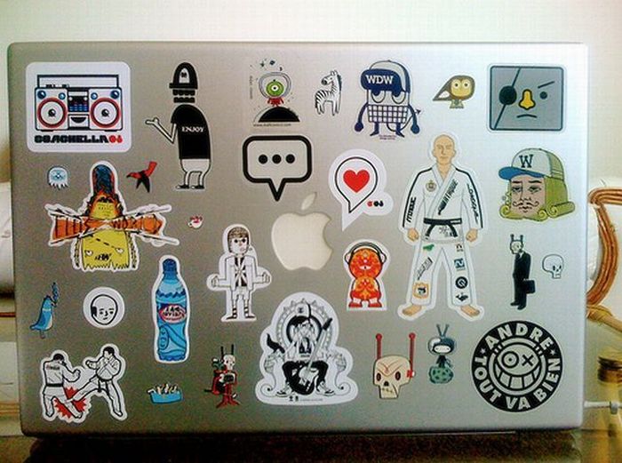 My Funny: Stickers Are Sticked On Computer Notebook Surface | Pictures