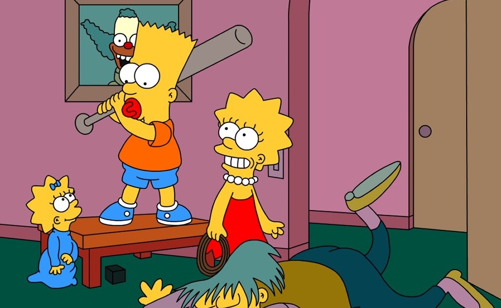 Simpsons Wallpaper: Bart and Lisa Knockout Mrs. Botz