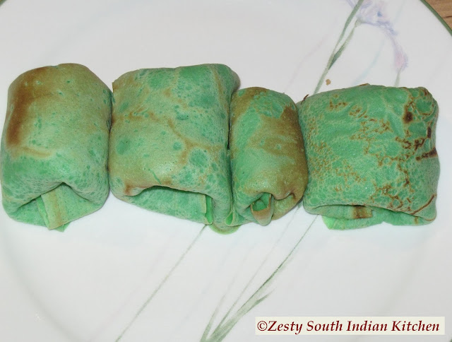 Kuih Dadar (Coconut Crepe/pan cake) - Zesty South Indian Kitchen