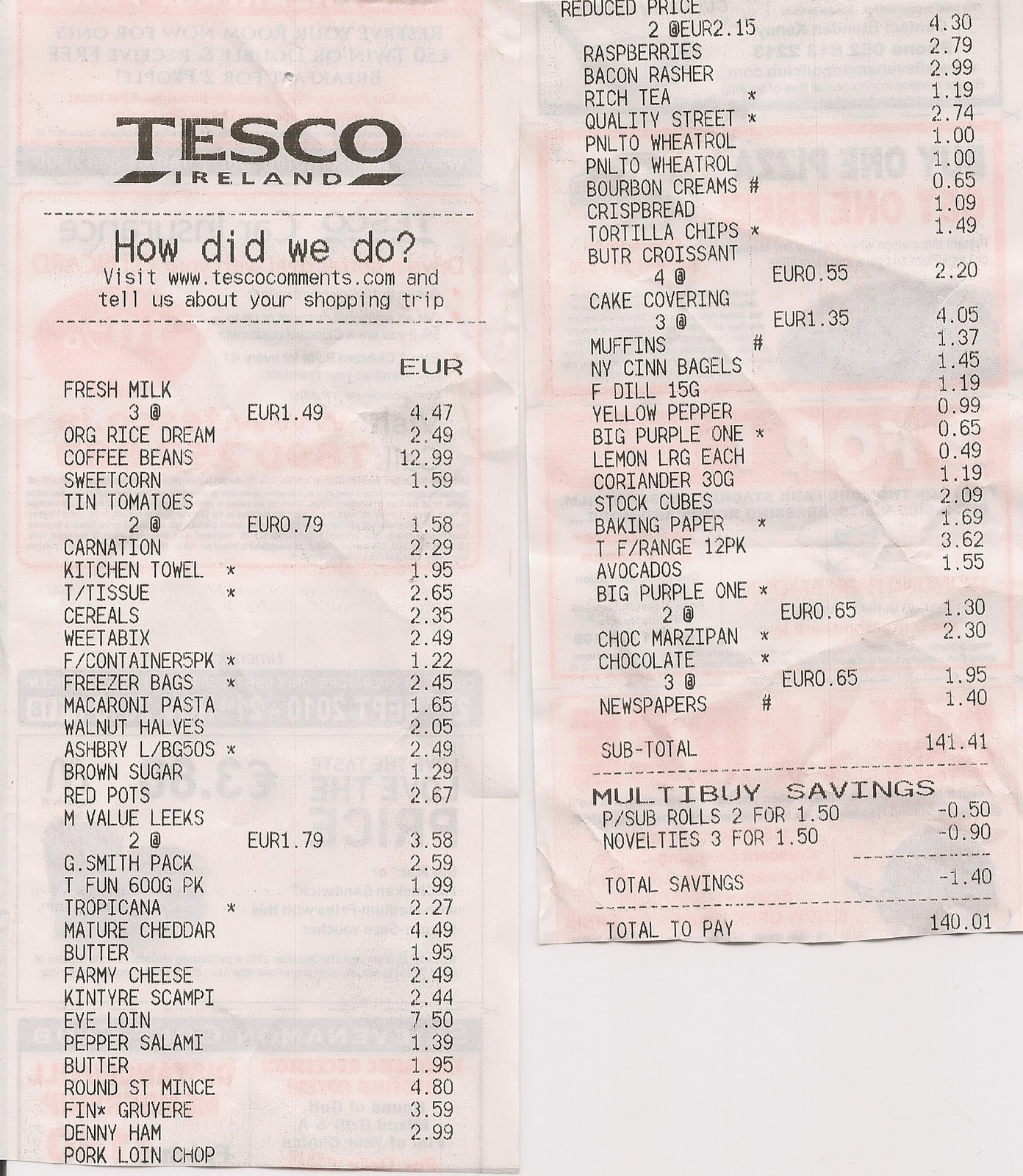 Take One Family Shopping Receipts Take One Family Shopping Receipts