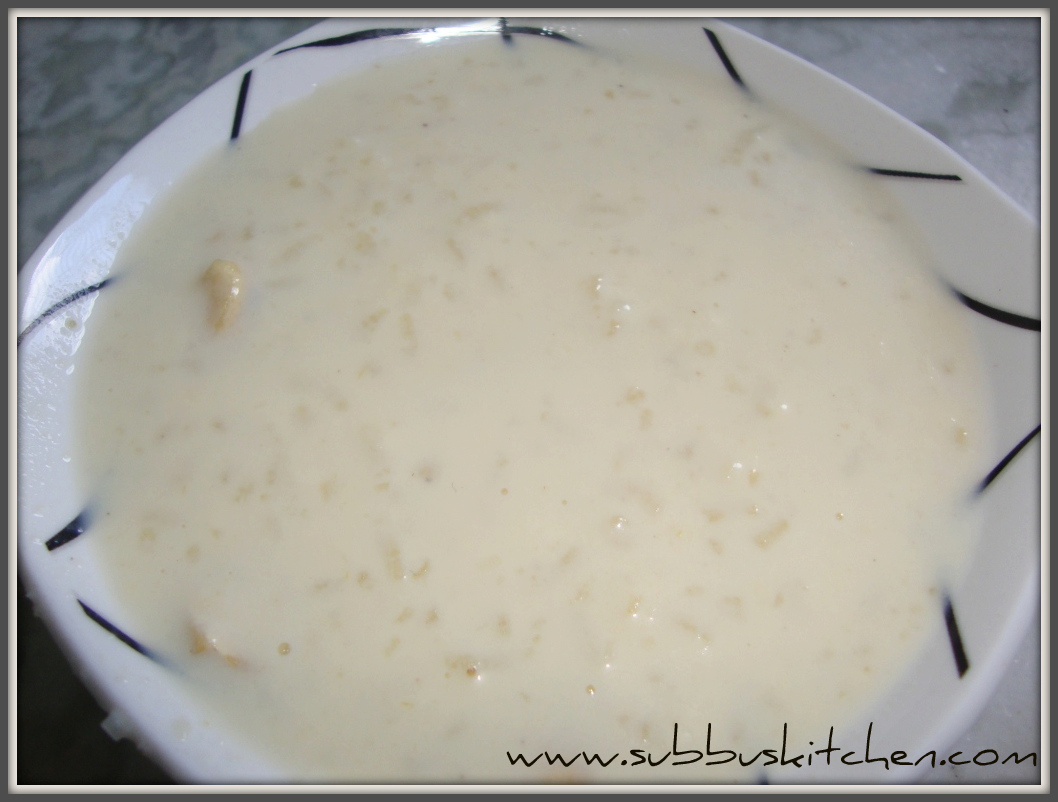 Paal Payasam(Milk Payasam) - Subbus Kitchen