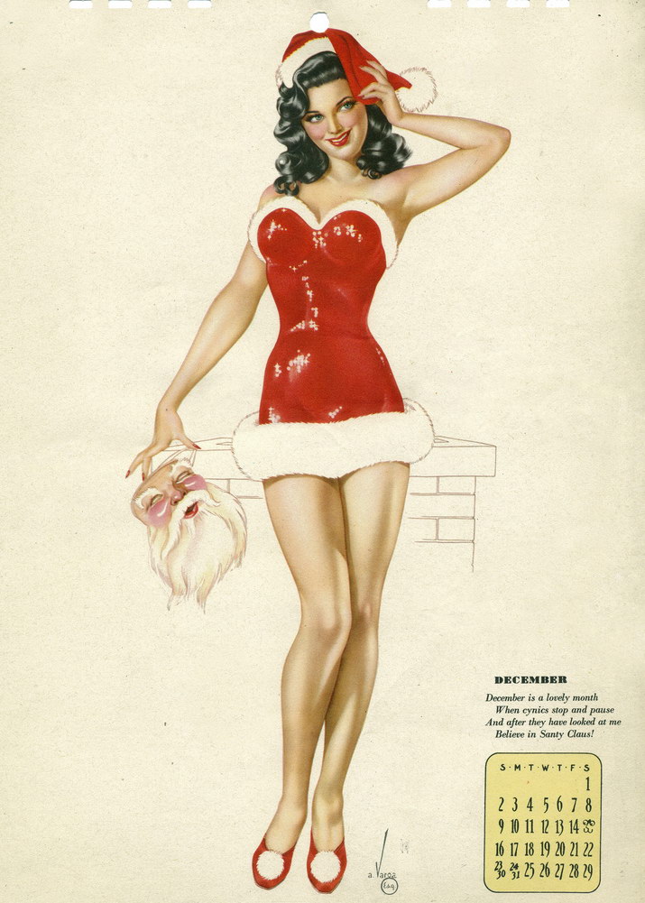 Merry Christmas From December 1945 Pin Up And Cartoon Girls Art