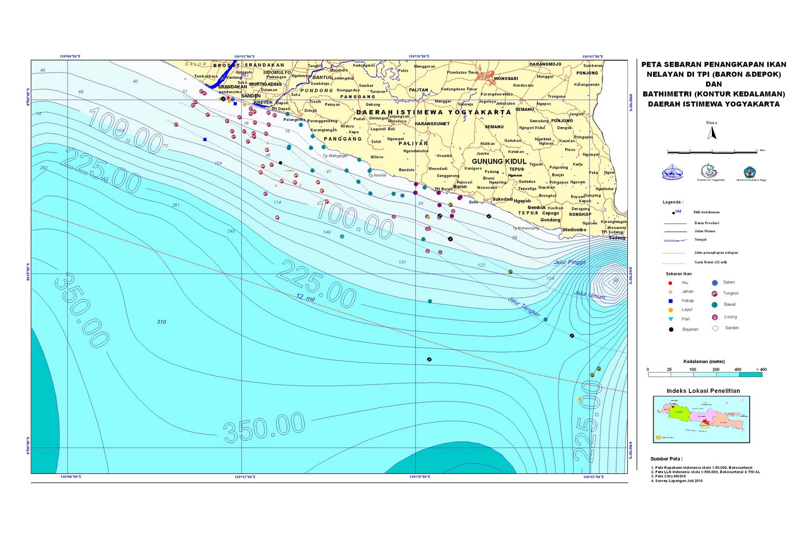 DATA SPASIAL GIS: peta bathimetri D. I. Yogyakarta