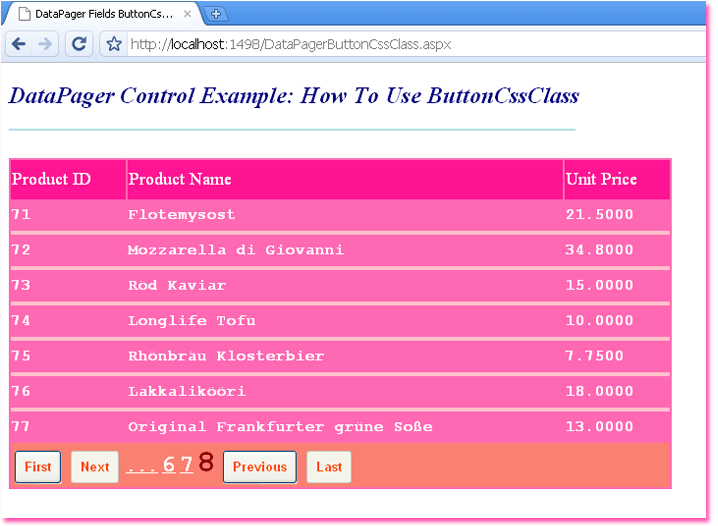 Dot Net Examples: How to use ButtonCssClass in DataPager