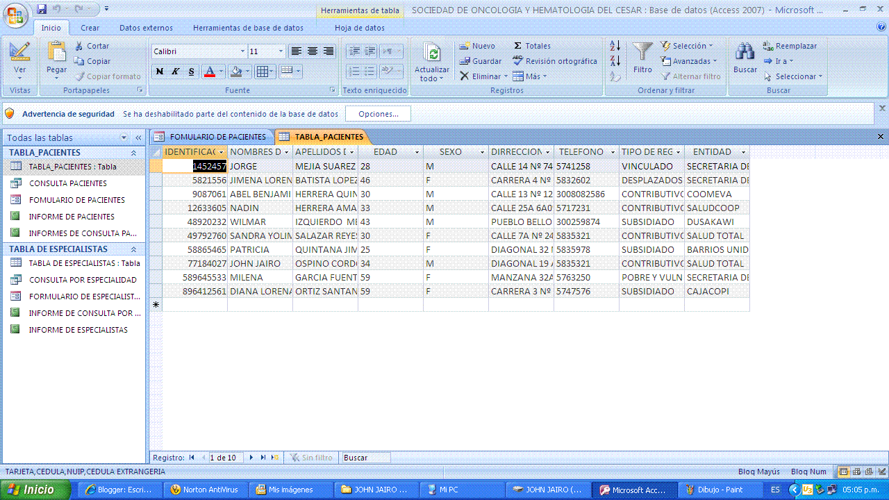 sandraauditora: TABLA PACIENTES