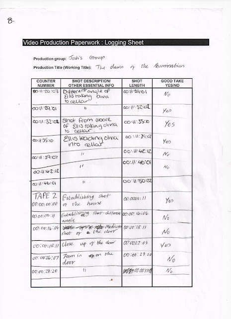 Josh Raby AS Media: Section Ten Video Log Sheets