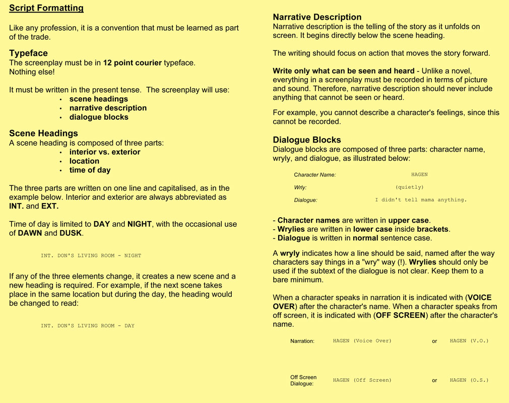 L2 MEDIA BLOG: MEDIA PRE-PRODUCTION SESSION 16: SCRIPT FORMATTING