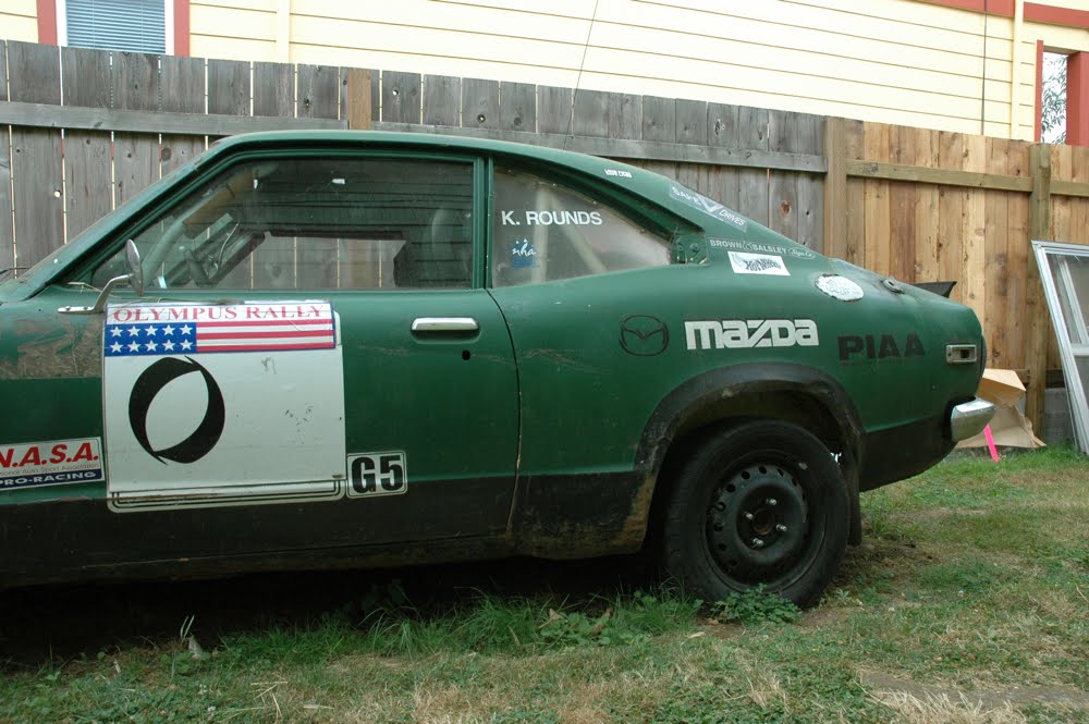 OLD PARKED CARS.: 1973 Mazda RX-3 Rally Car.