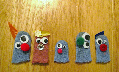 Yellow Mums: googly eye finger puppets