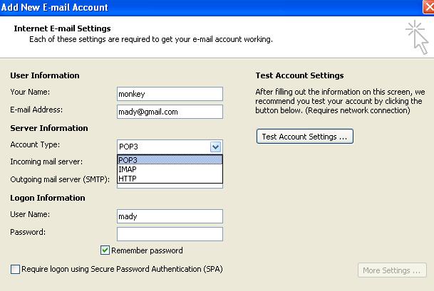 Computer medicines: In OutLook Configuration which Incoming Protocol ...