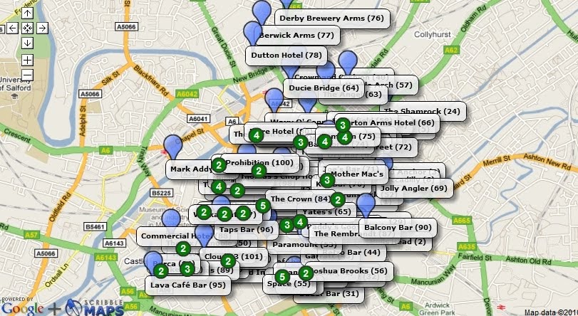 Pubs of Manchester: Pubs of Manchester Map