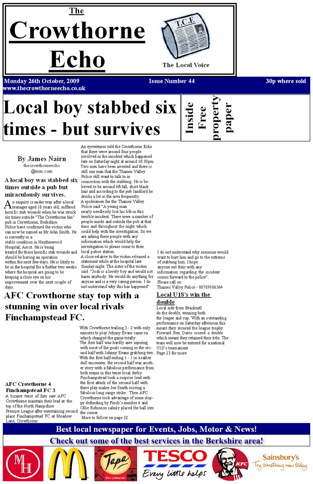 James: Newspaper Front Cover Draft 2