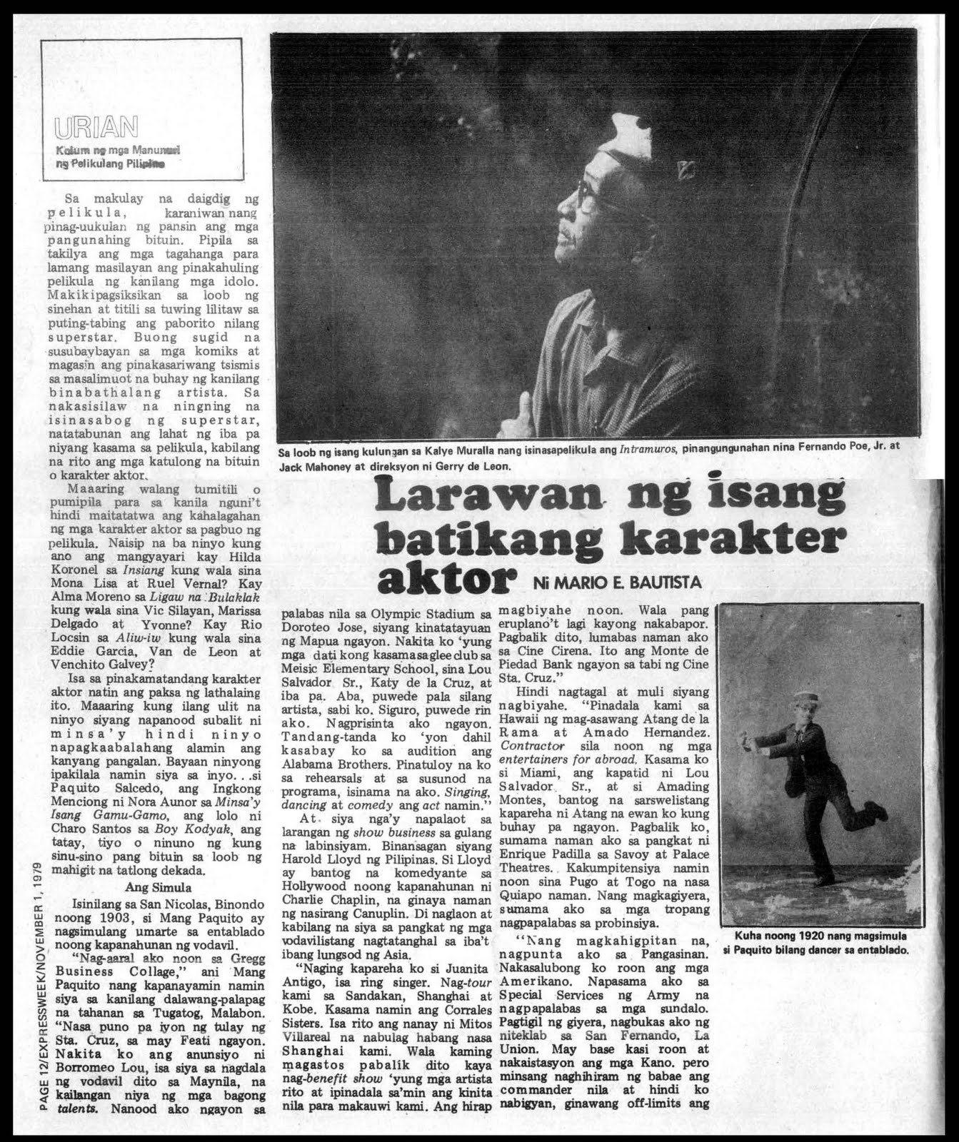 PELIKULA, ATBP.: PAQUITO SALCEDO: LARAWAN NG ISANG BATIKANG KARAKTER AKTOR