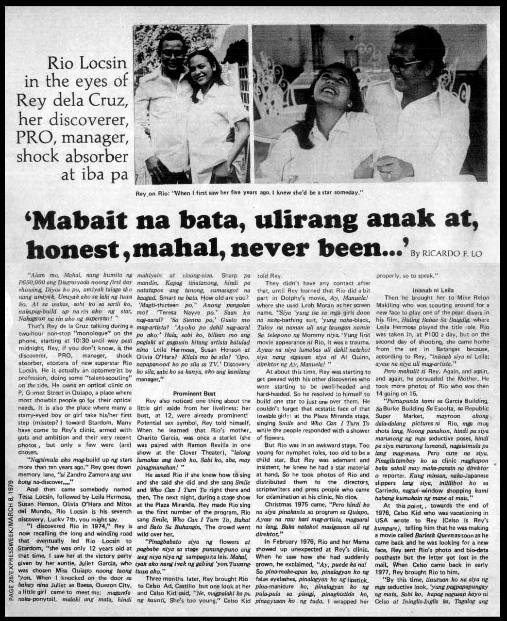 PELIKULA, ATBP.: TWO ARTICLES ON RIO LOCSIN
