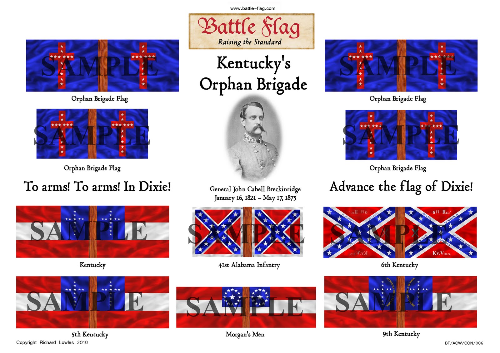 Trans Mississippi Department and Kentucky Orphan Brigade Wargame Flags ...