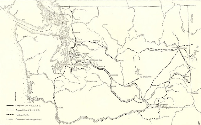 Big Bend Railroad History: 1889 Seattle Lake Shore & Eastern Map