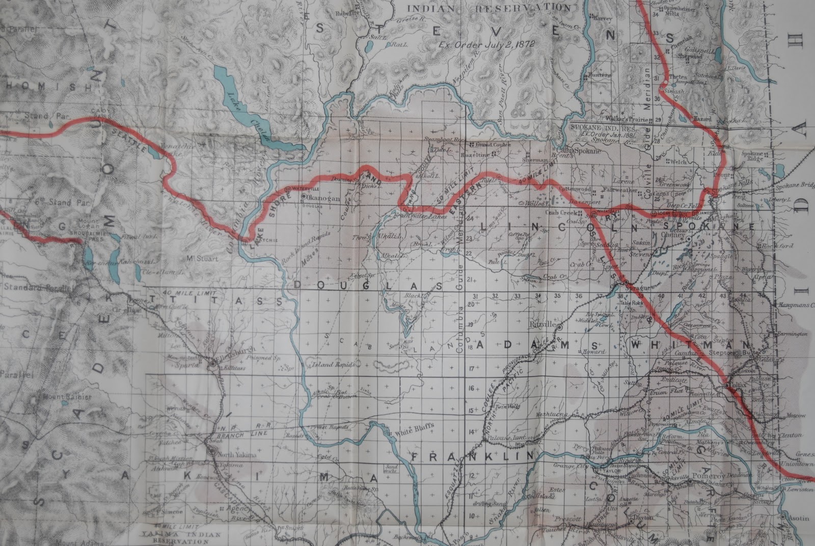 Big Bend Railroad History: Seattle Lake Shore & Eastern Washington Map